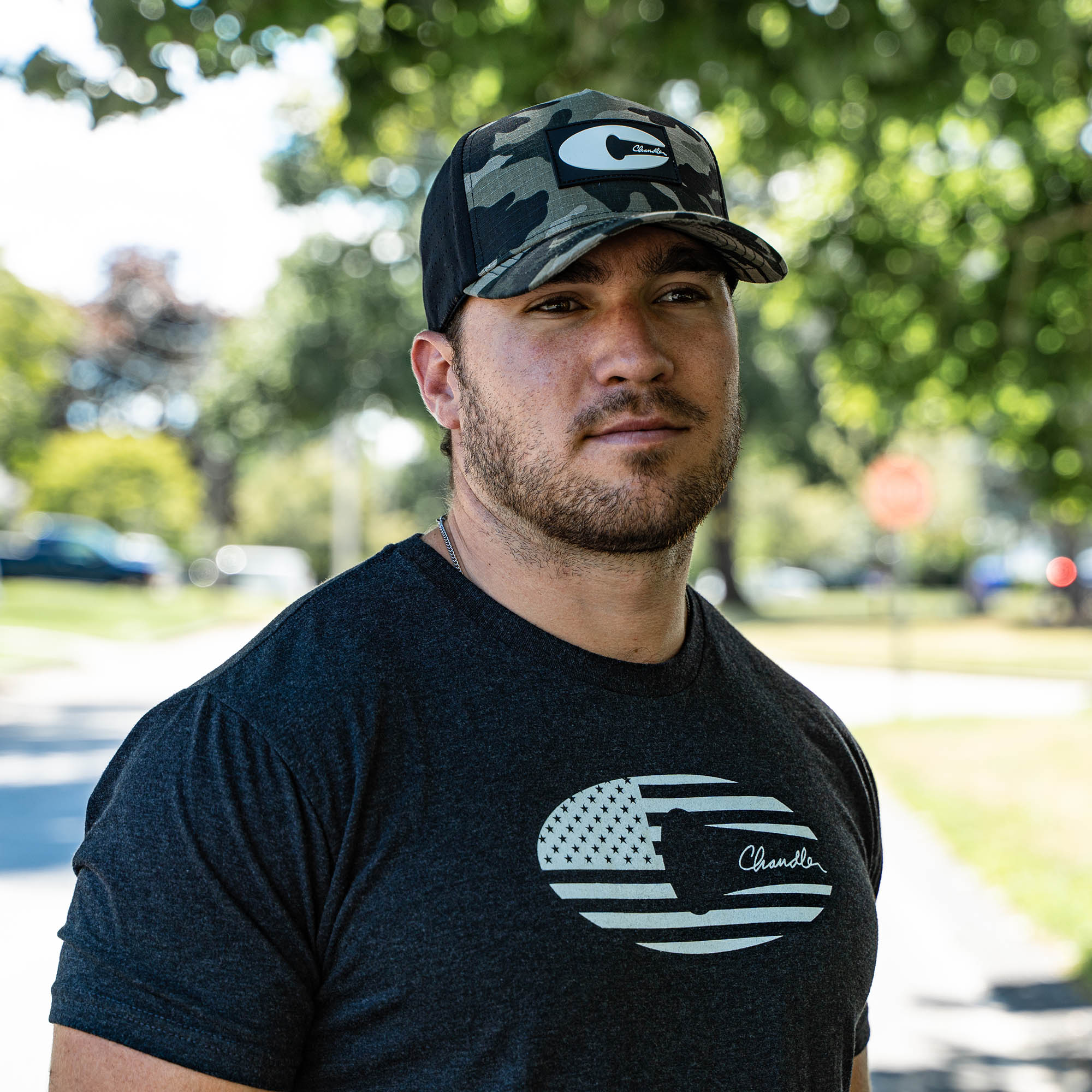 Chandler Bats | American Flag Logo Tee + Camo Hat Bundle